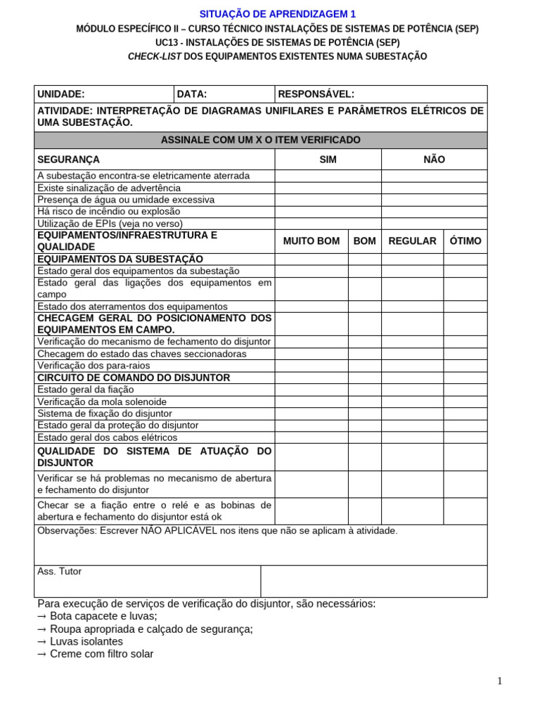 SA1 UC13 SA1 Ativ 01 Checklist-4 | PDF