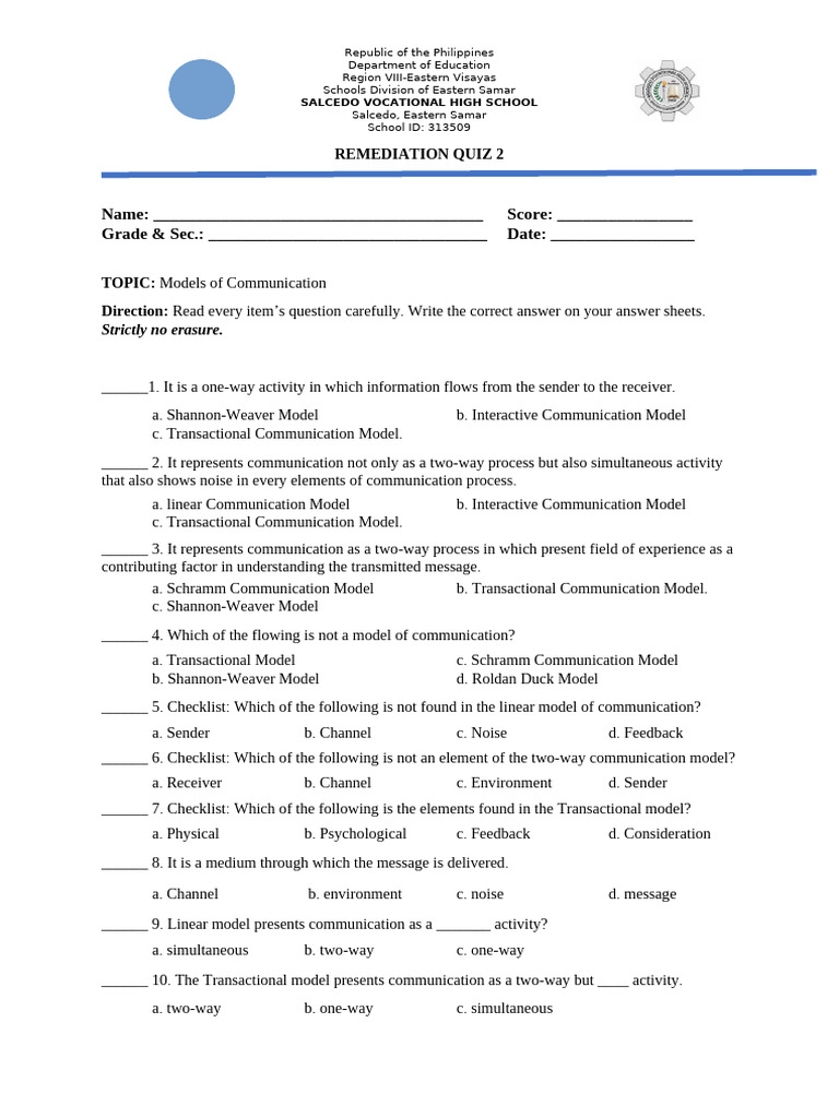 Remedial Quiz 2 | PDF