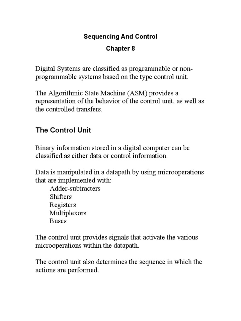 Sequencing And Control Pdf Instruction Set Algorithms