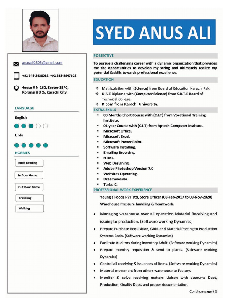Syed Anus Ali Cv | PDF