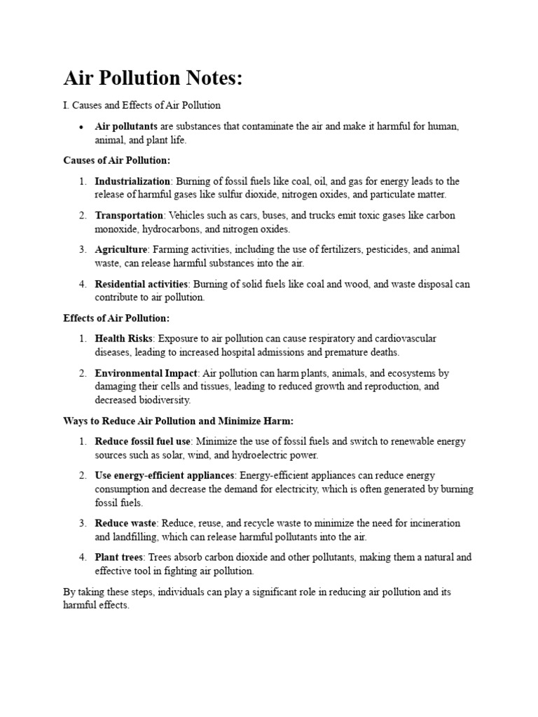 Air Pollution Notes Pdf