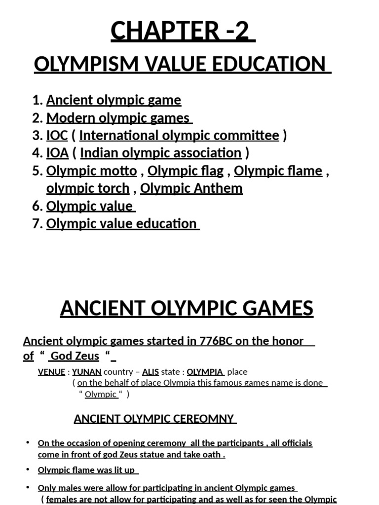 CHAPTER - 2 OLYMPIC Games | PDF | Olympic Games | Travel