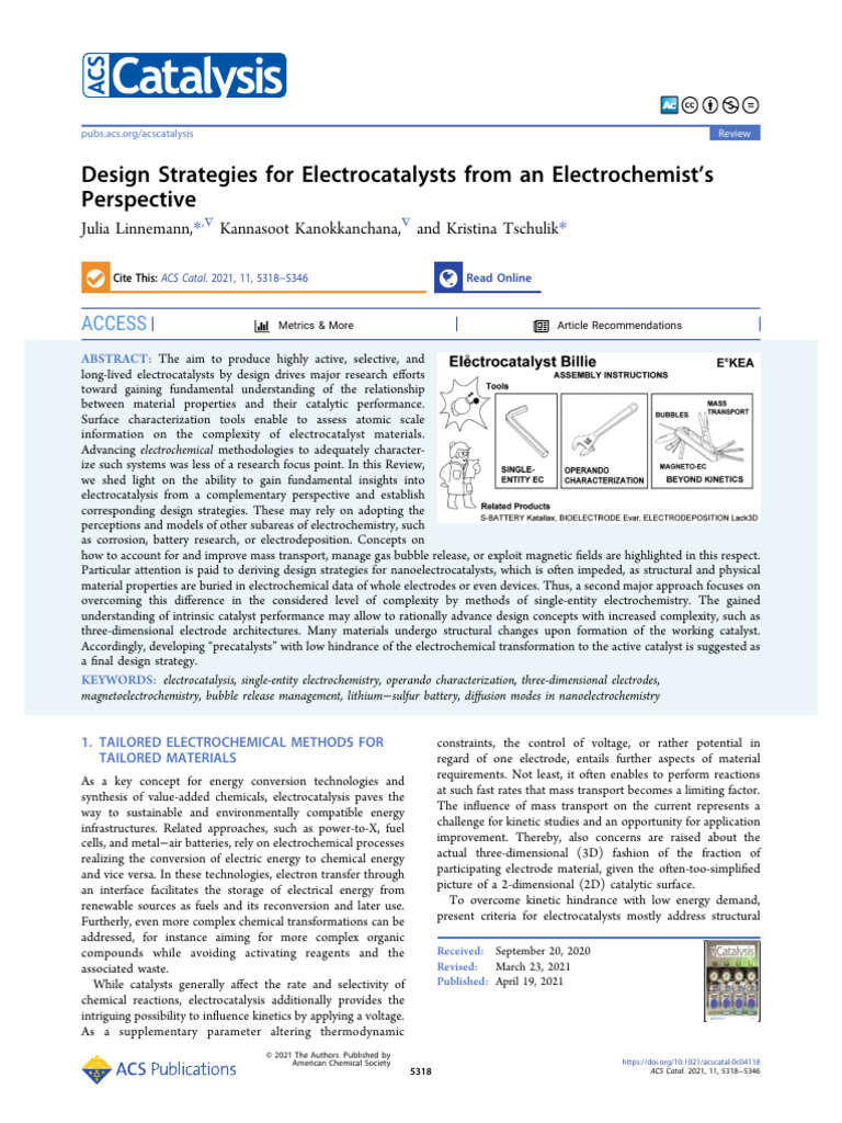 Design Strategies For Electrocatalysts From An Electrochemist S ...