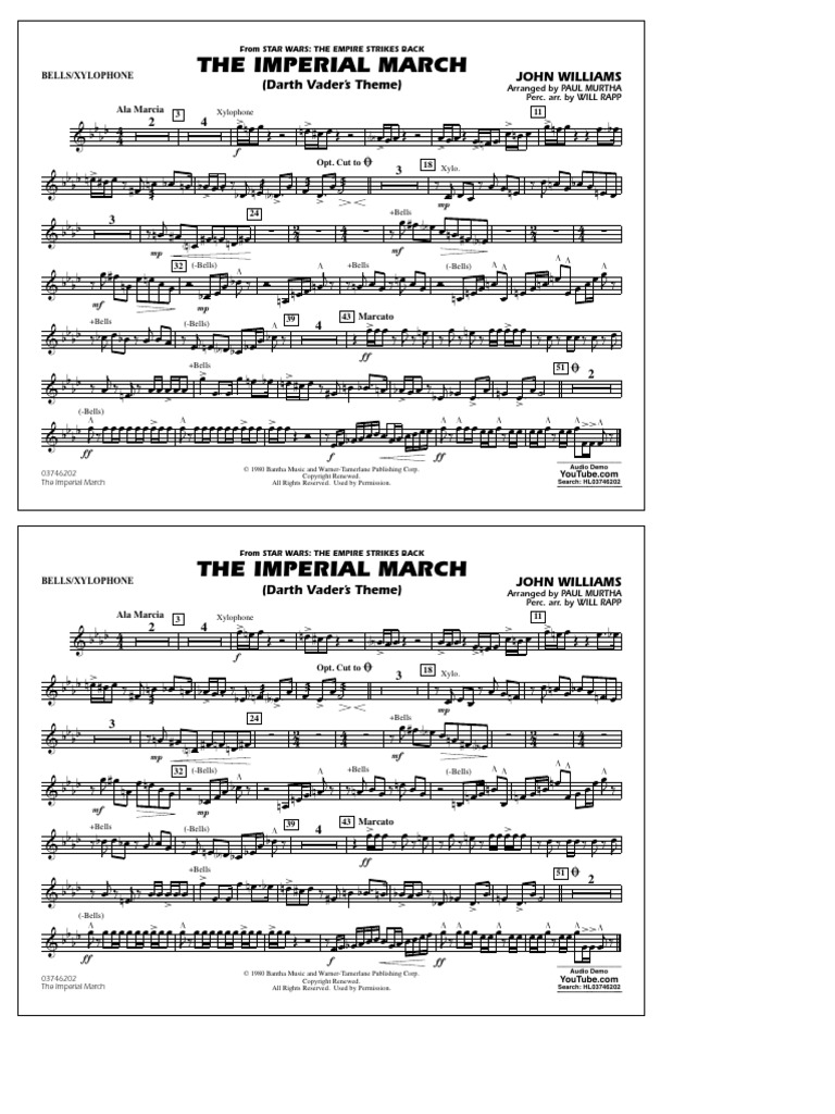 The Imperial March Darth Vaders Theme Bellsxylophone | PDF