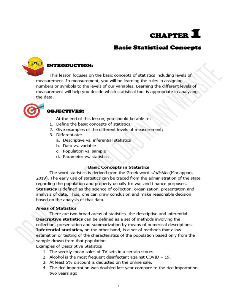 Chapter 1 Basic Concepts In Statistics Pdf 