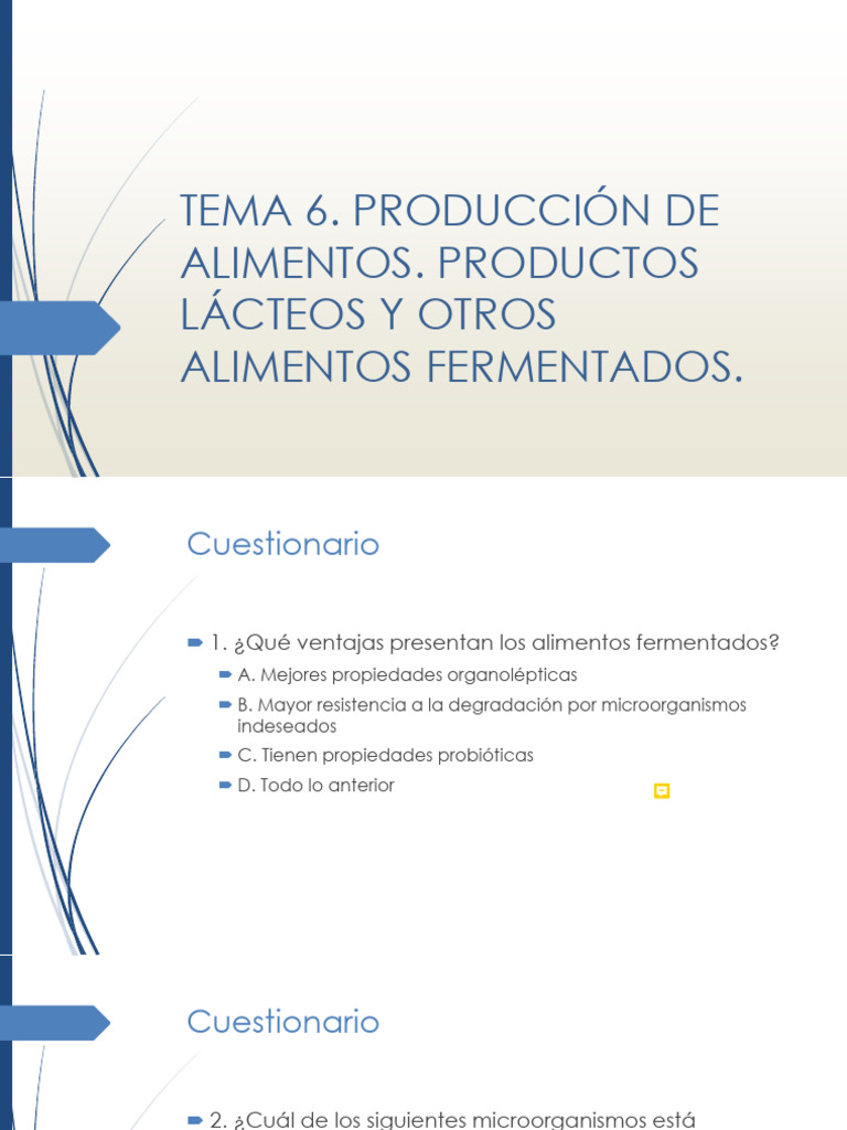 Tema 6 - Fermentación Láctica Con Preguntas | PDF