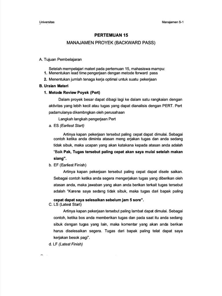 PDF smj0283 15 Manajemen Proyek Backward Pass - Compress | PDF