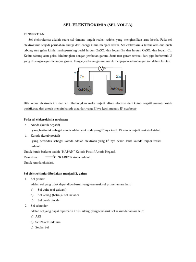Modul Sel Elektrokimia | PDF