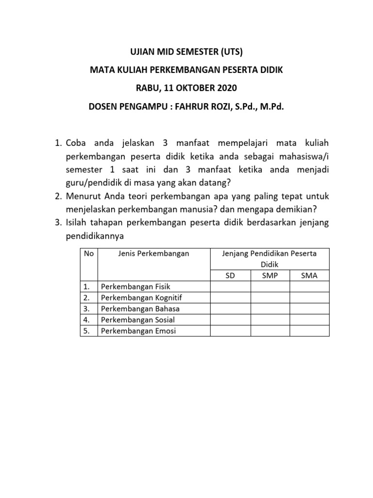 Soal Uts PPD 11 Oktober 2023 | PDF