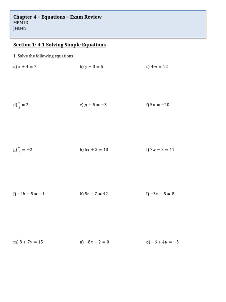 Chapter 4 Exam Review Package | PDF
