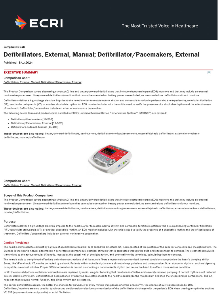 Defibrillators, External, Manual; Defibrillator_Pacemakers, External ...