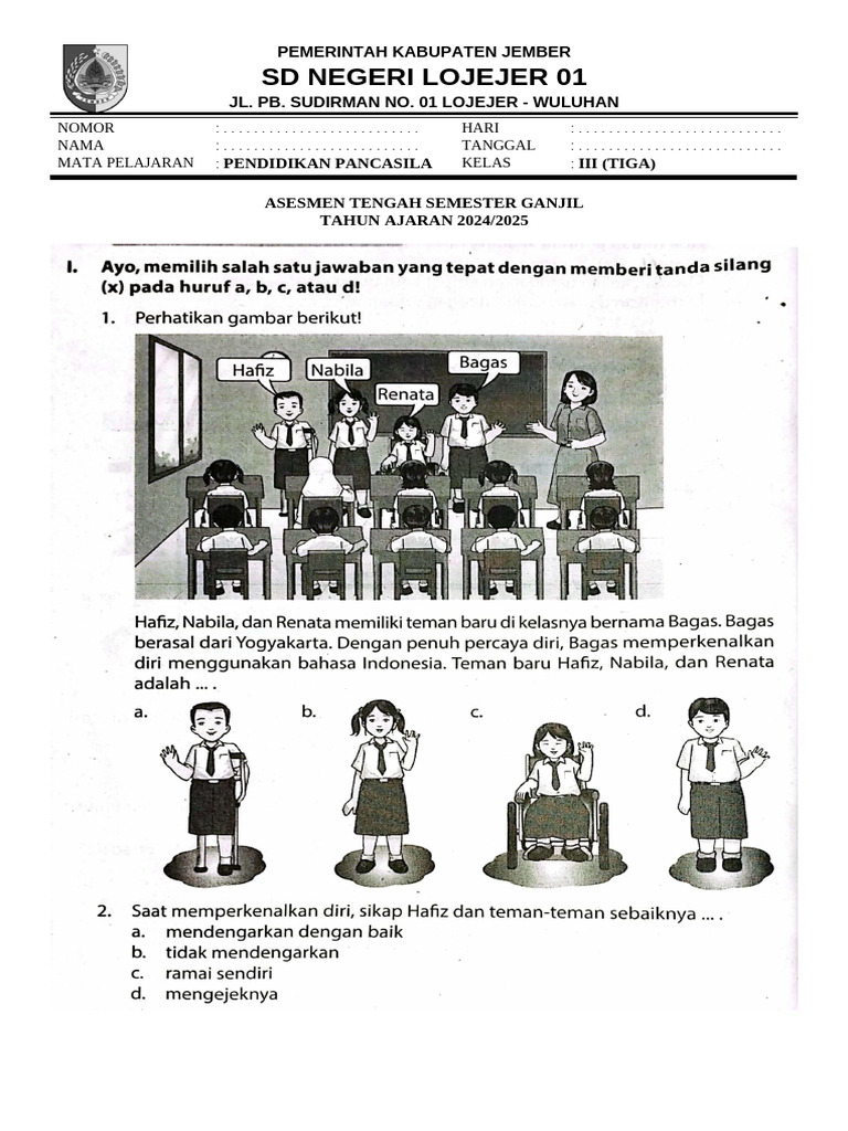 Pend. Pancasila Kelas 3 | PDF