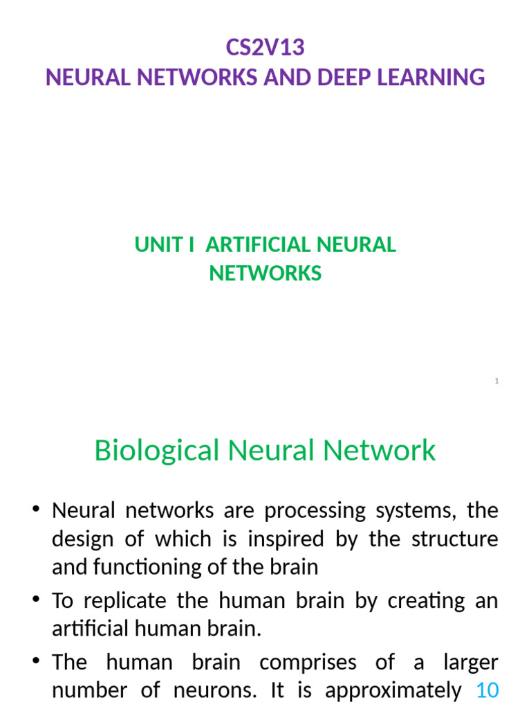 Unit i Artificial Neural Networks | PDF