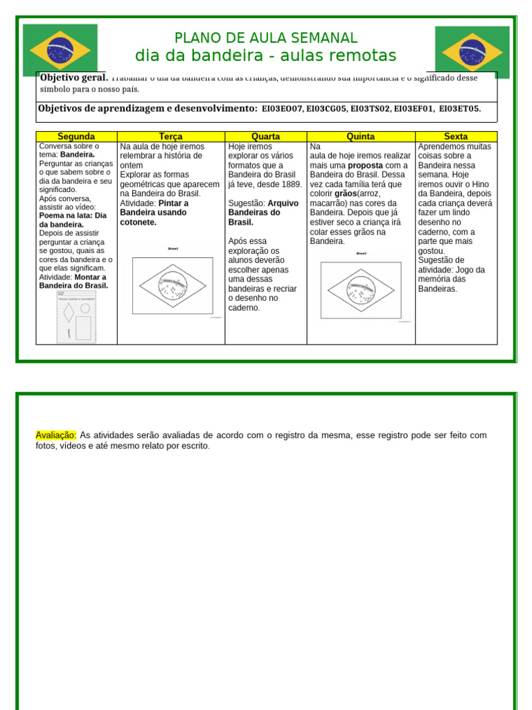 Planejamento Dia Da Bandeira | PDF | Brasil