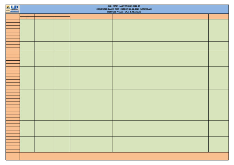 JEE (MAIN + ADVANCED) 2023-24 Computer Based Test (CBT) On 16.12.2023 ...