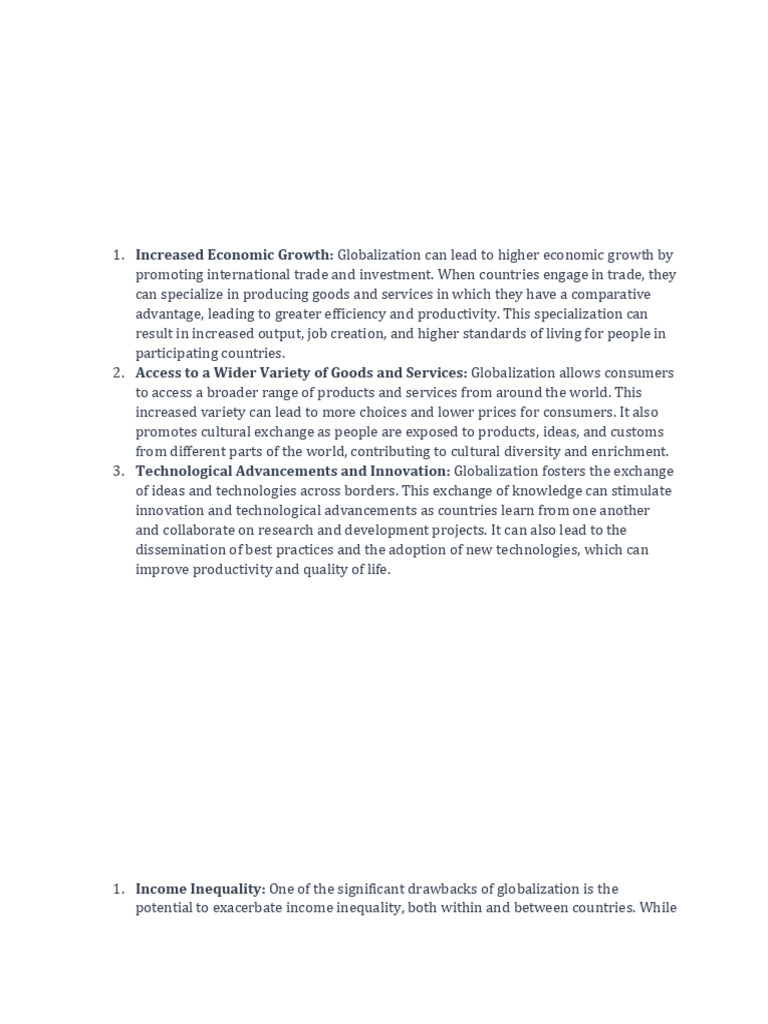 Advantages & Disadvantages of Globalization | PDF