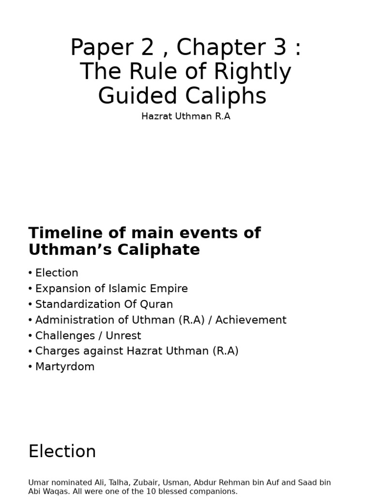 Hazrat Uthman (R.A) | PDF | Umar | Ali