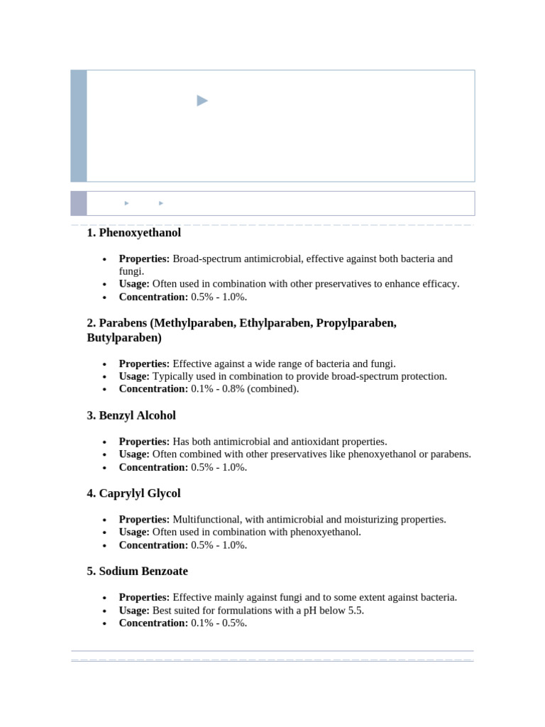Preservatives For Gel Formulation | PDF