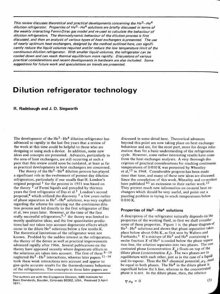 1971-Dilution Refrigerator Technology | PDF
