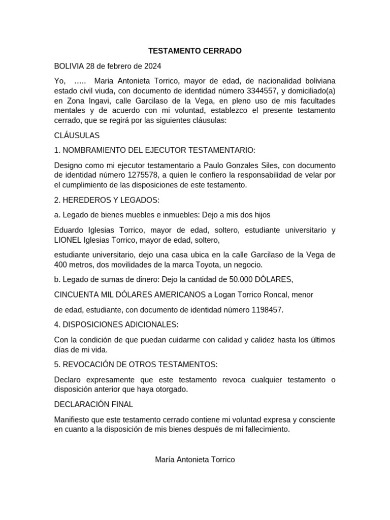 Testamento Cerrado | PDF | Direito | Religião e Espiritualidade