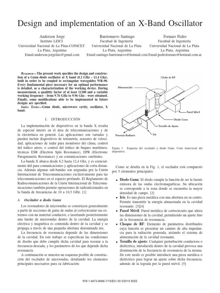 RPIC2015 Design and Implementation of An X-Band Oscillator | PDF