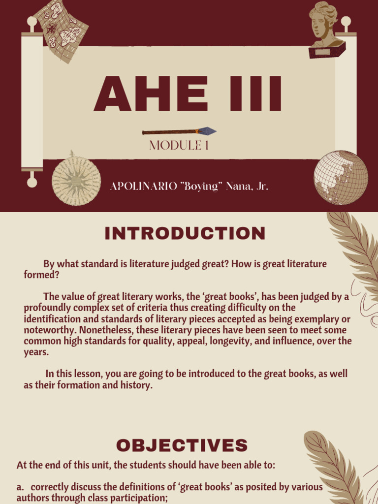 Formation of Great Books Mod 1 | PDF