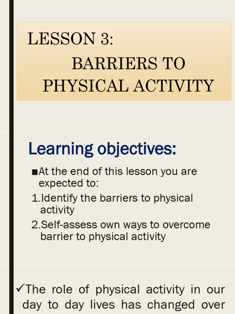Lesson 3 Barriers To Physical Activity | PDF