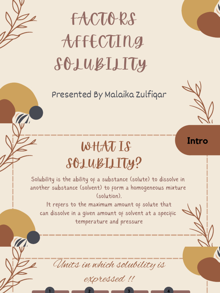 Factorss Affecting Solubilty | PDF | Solubility | Solvation