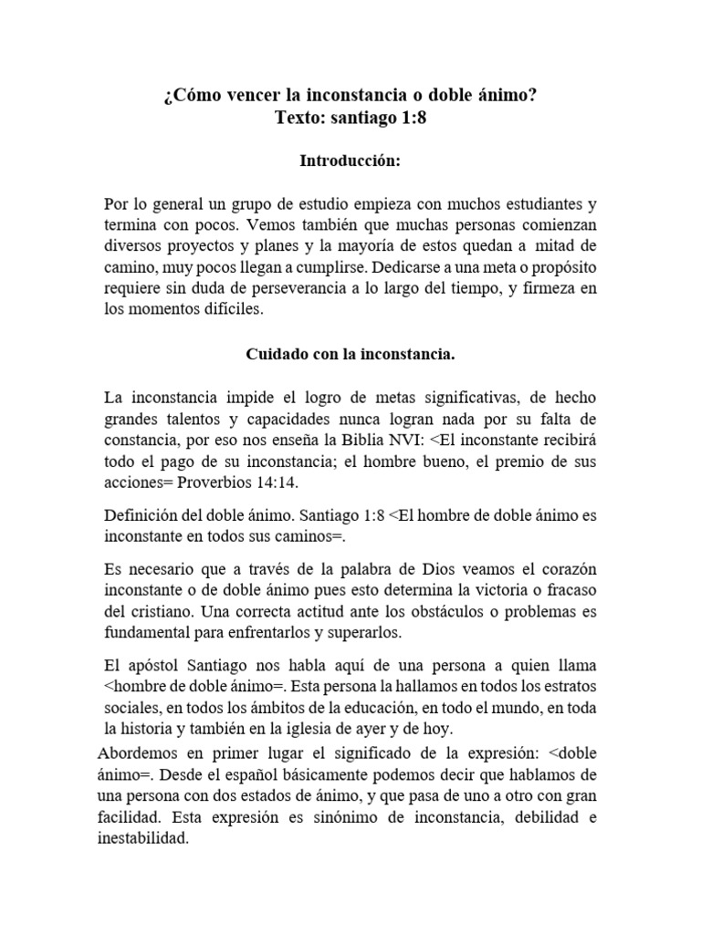 Cómo vencer la inconstancia o doble ánimo | PDF