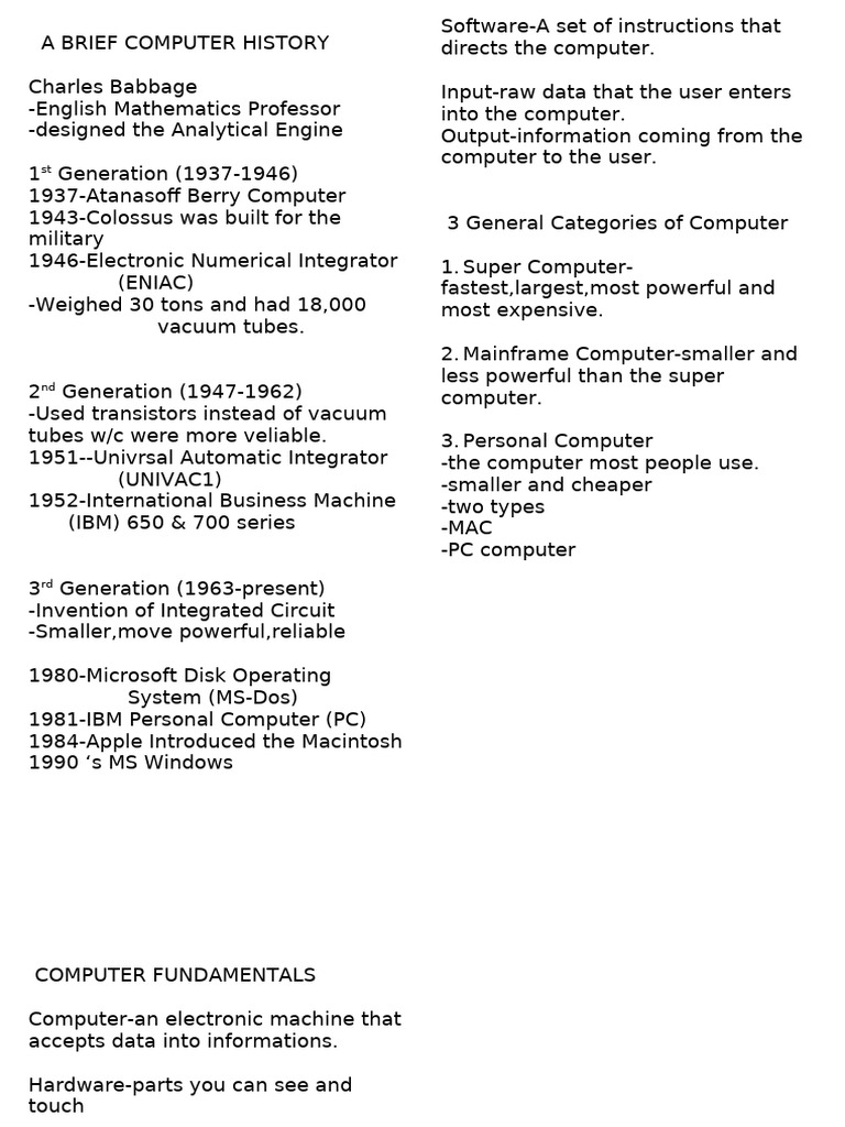 A Brief Computer History | PDF