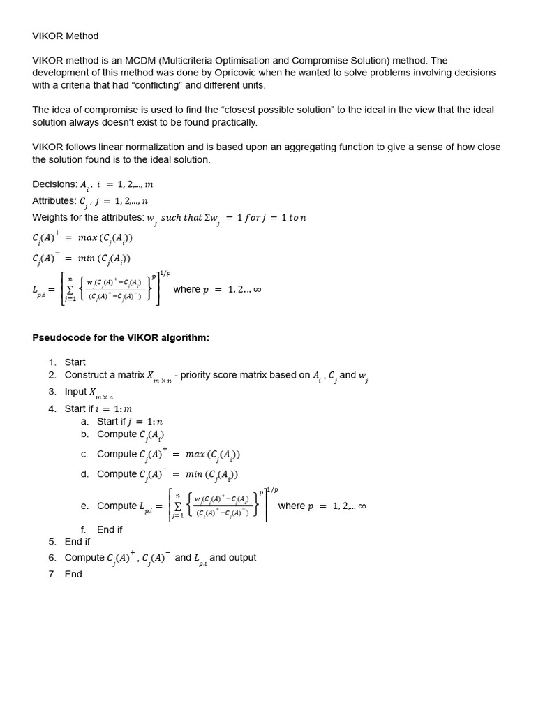 VIKOR Method | PDF