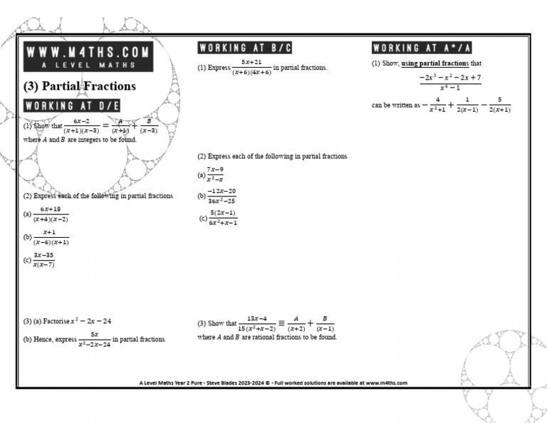 3 Partial Fractions - Year 2 Pure A Level Maths - Www.m4ths - Com ...