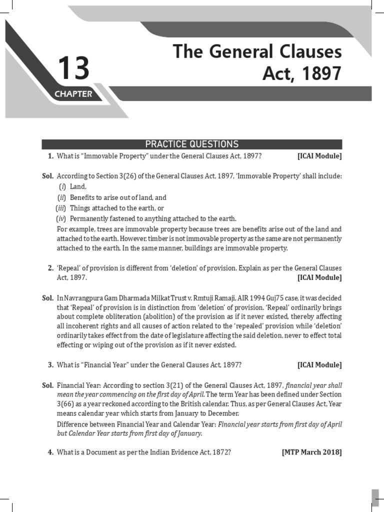Chapter 13 - The General Clauses Act | PDF