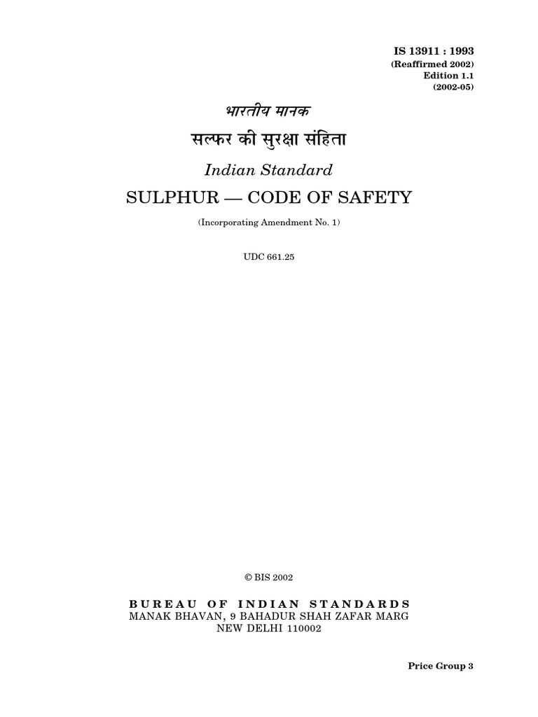 Sulphur - Code of Safety | PDF