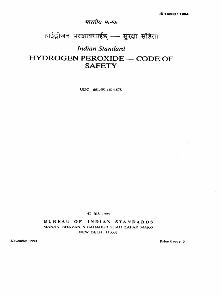 Hydrogen Peroxide Code of Safety | PDF