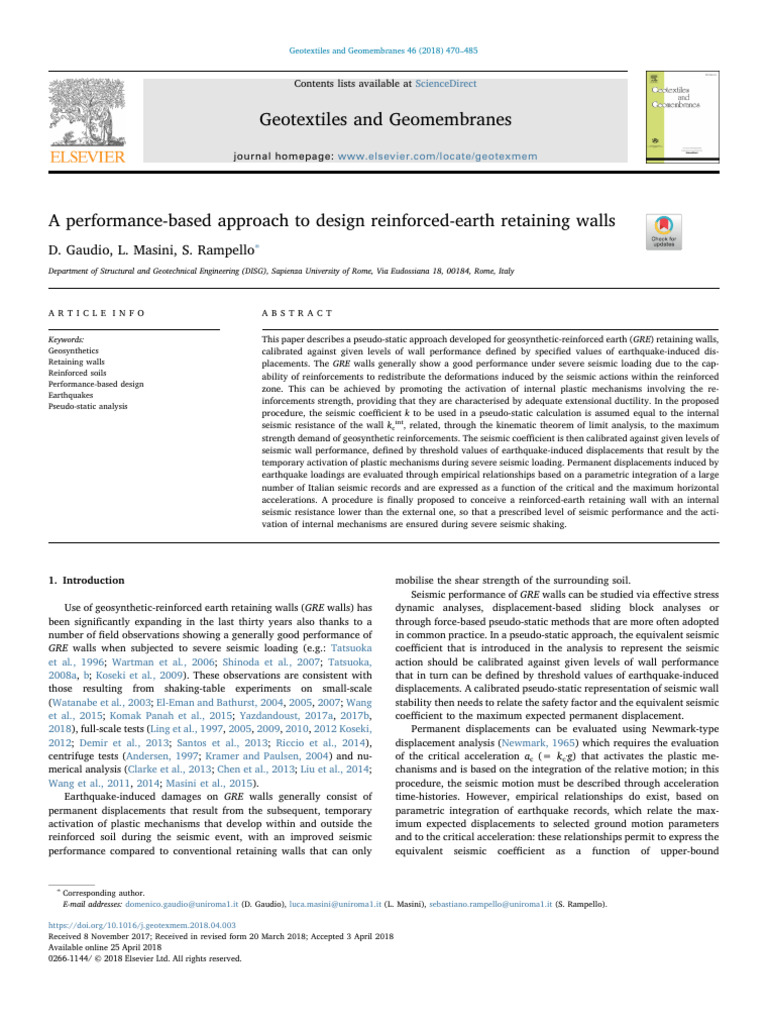 2018,A performance-based approach to design reinforced-earth retaining ...