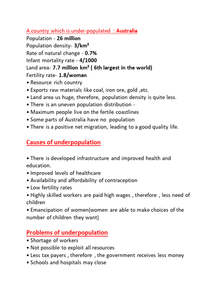 A Case Study of Underpopulation in Australia | PDF
