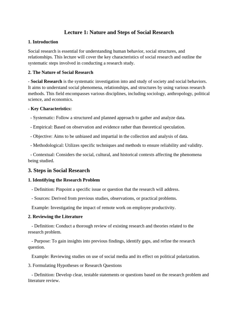 Nature and Process of Social Research | PDF