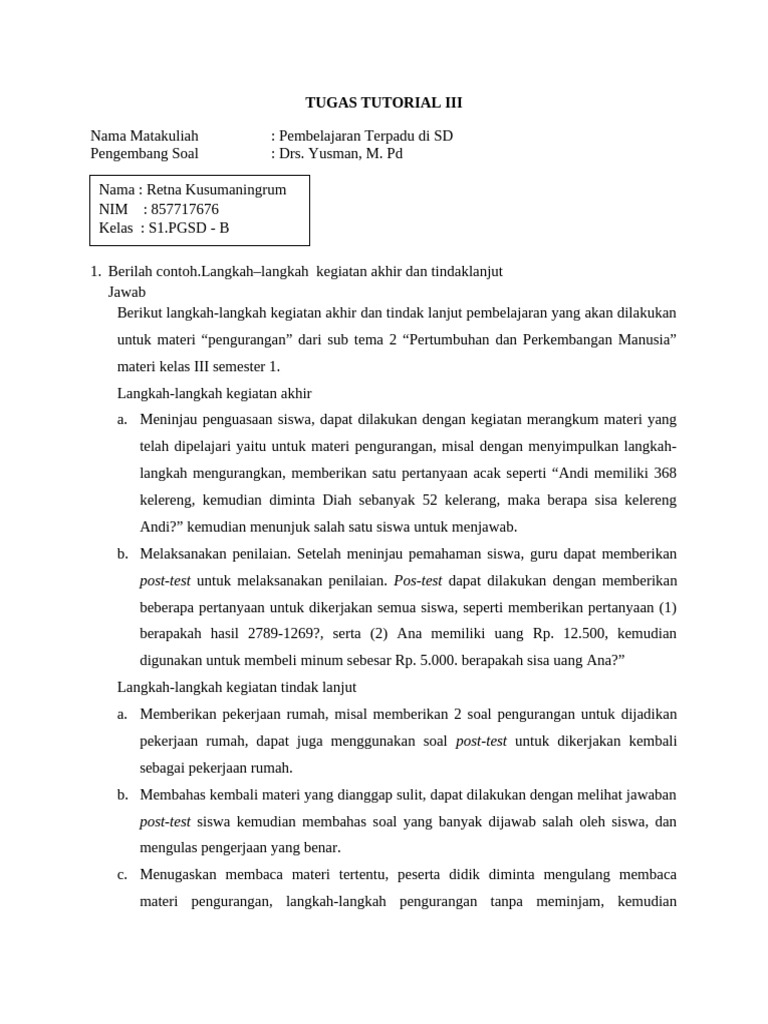 Tugas Tutorial Iii | PDF
