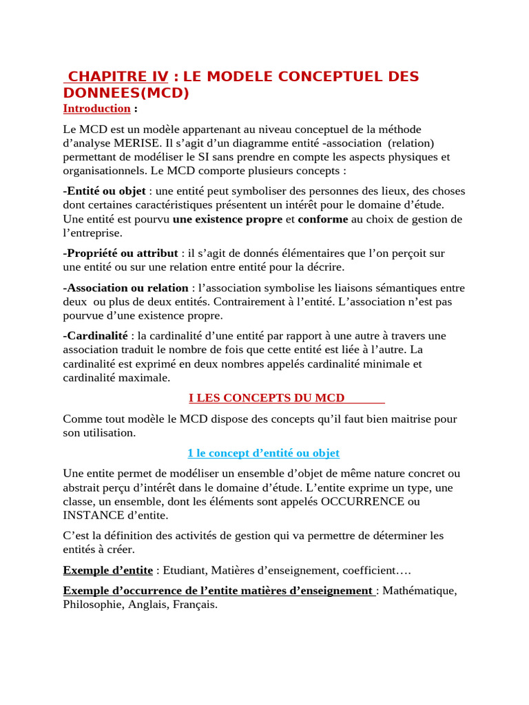 Chapitre 4 Merise | PDF