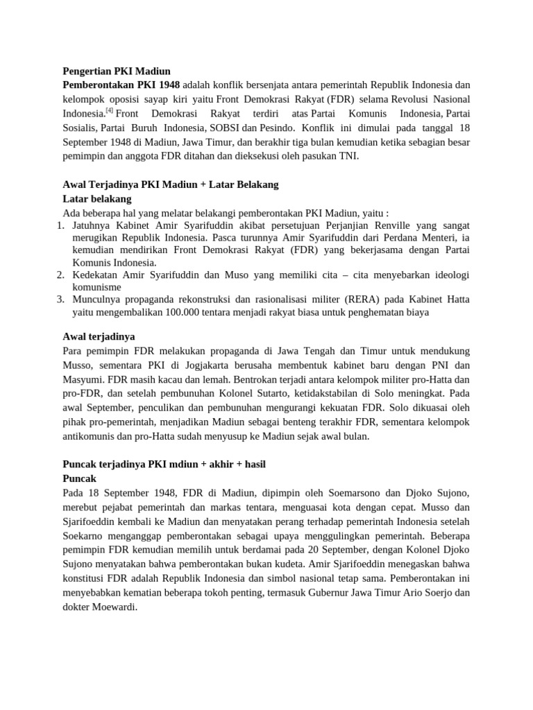 Pki Madiun Dan G30s-Pki | PDF