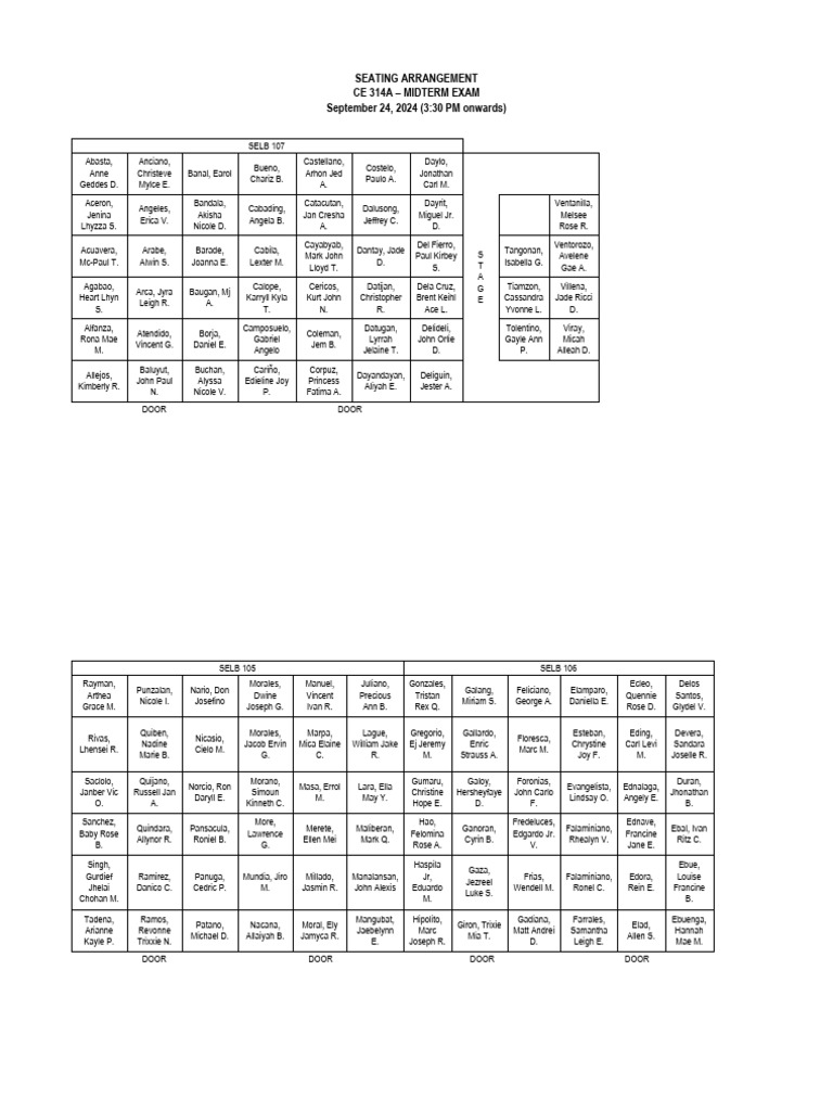 Seating Arrangement | PDF