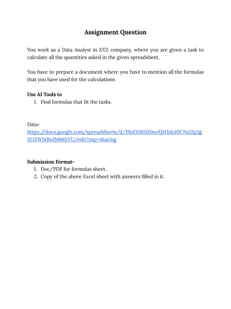 Excel Assignment 1 | PDF