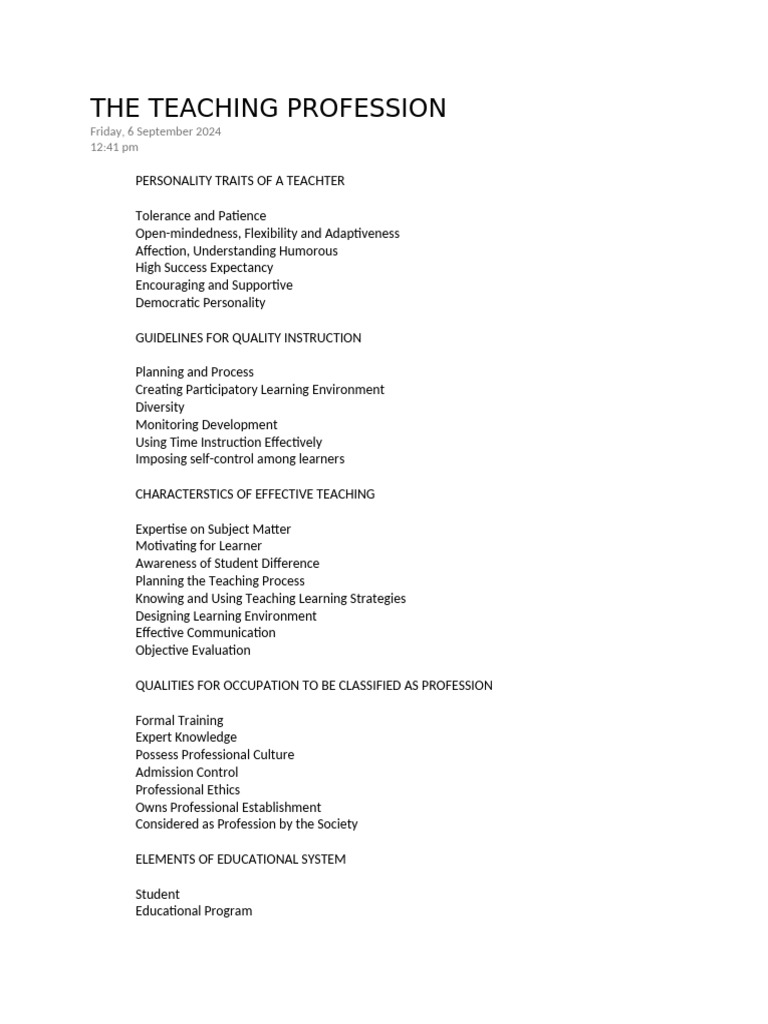 The Teaching Profession | PDF