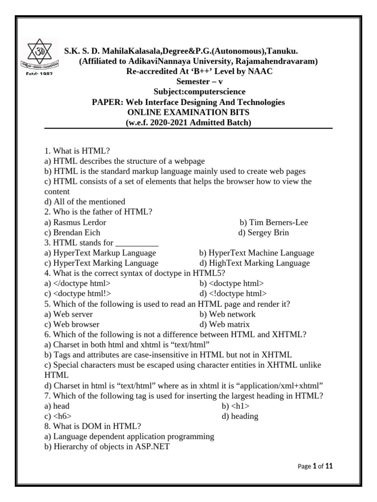 Web Interface Designing and Technologies | PDF