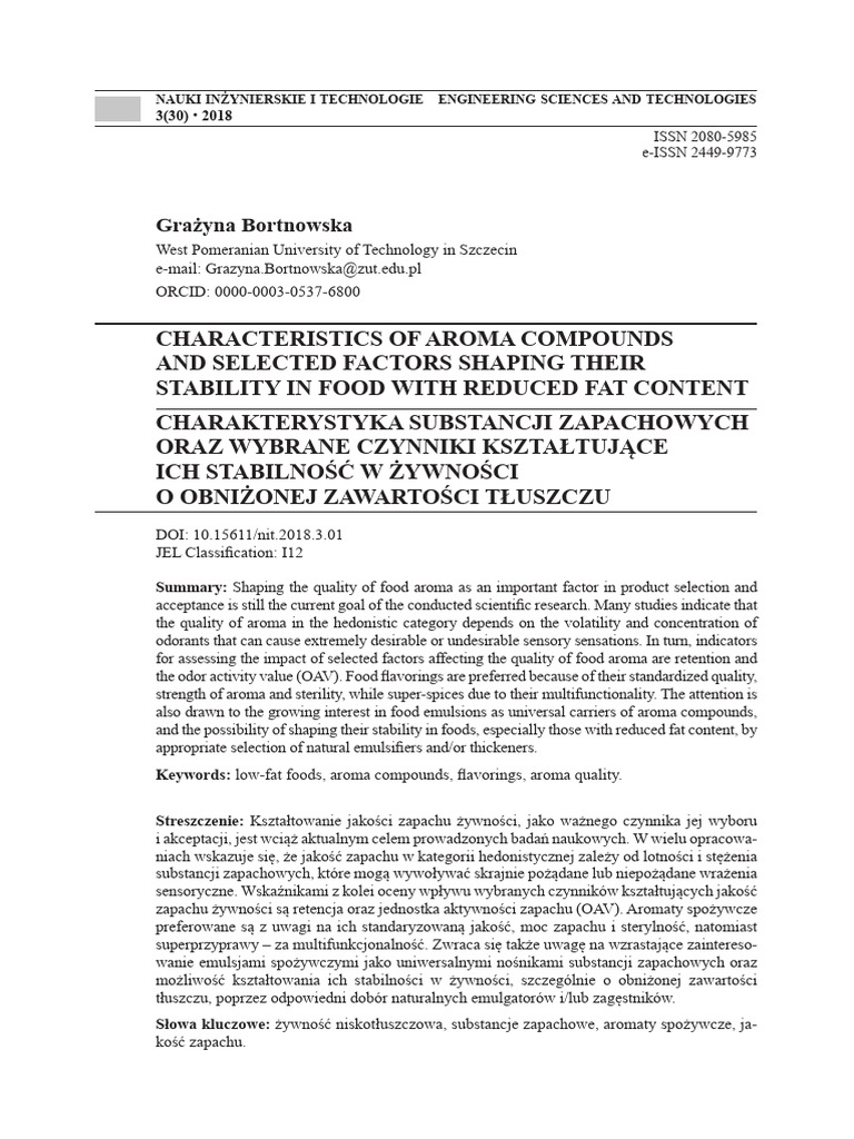 Characteristics of Aroma Compounds | PDF