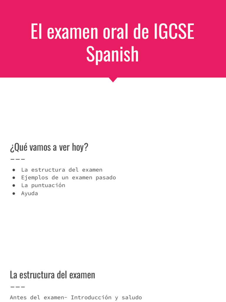 El examen oral de IGCSE Spanish | PDF