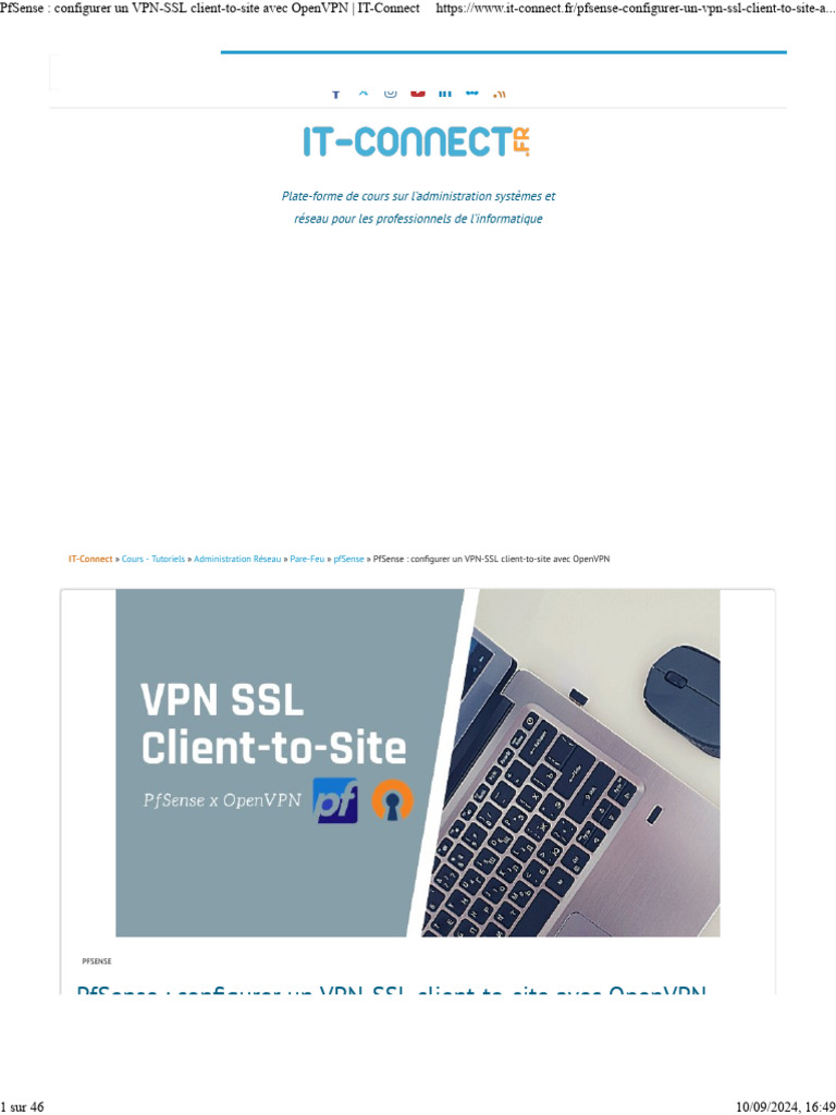 11PfSense - Configurer Un VPN-SSL Client-To-Site Avec OpenVPN - IT ...