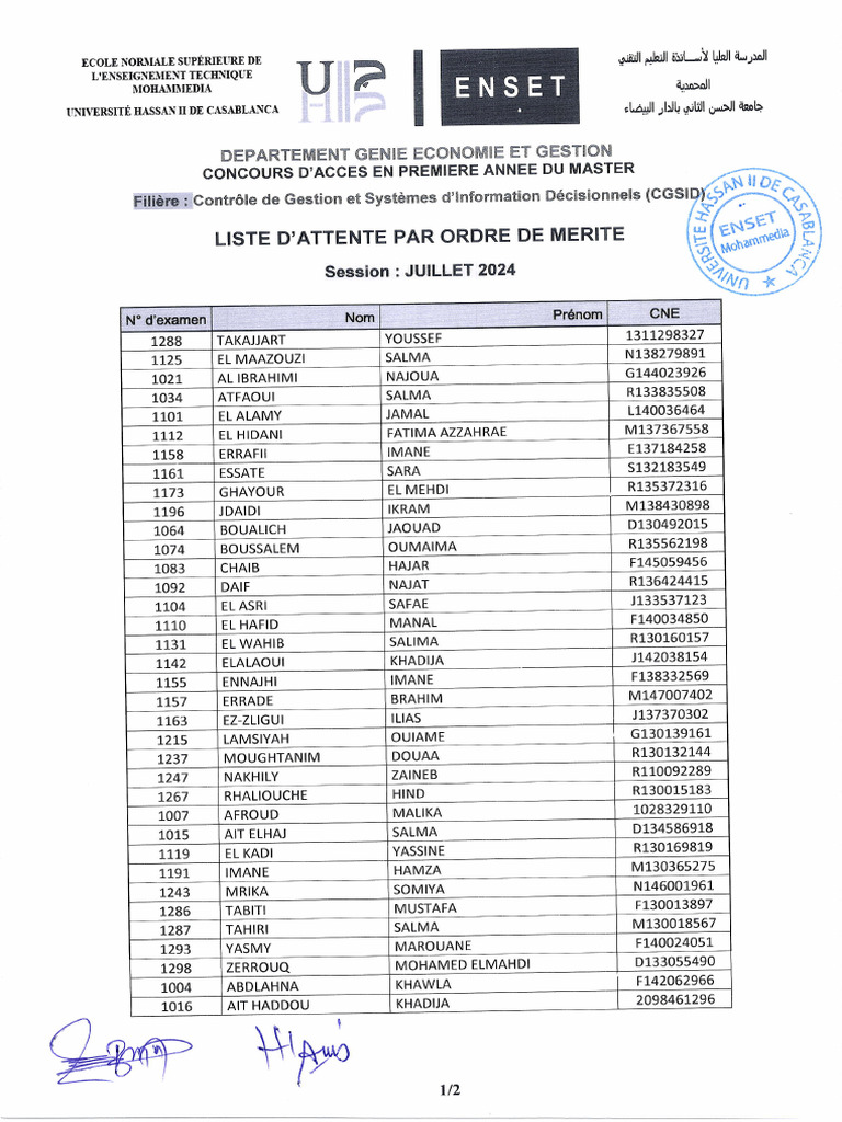 Liste Dattente Concours Dacces Cgsid Juillet 2024 | PDF