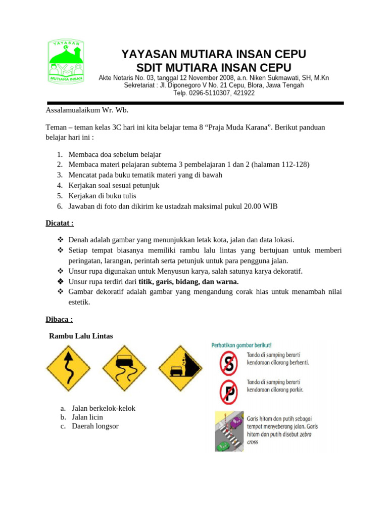 SOAL DARING TEMA 8 KELAS 3C | PDF